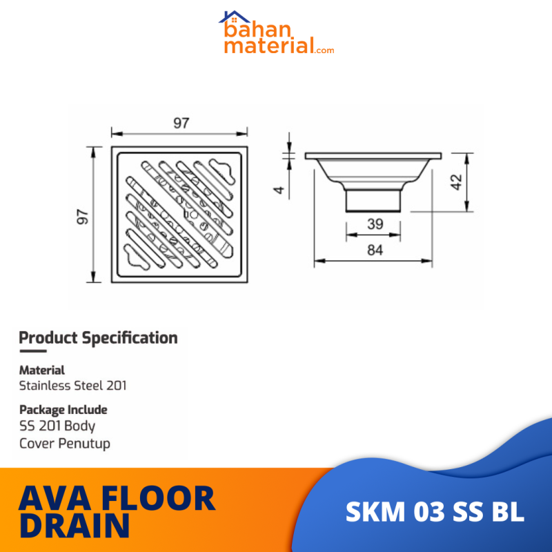 Ava Floor Drain SKM 03 SS BL Lubang Pembuangan Kamar Mandi – Jual Bahan ...